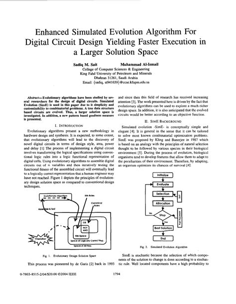 Pdf Enhanced Simulated Evolution Algorithm For Digital Circuit Design