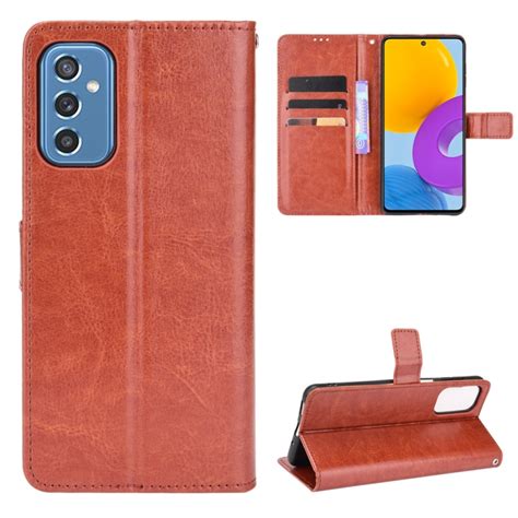 For Samsung Galaxy M52 5g Crazy Horse Texture Horizontal Flip Phone