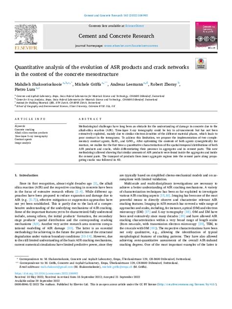 Pdf Quantitative Analysis Of The Evolution Of Asr Products And Crack Networks In The Context