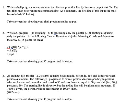 Solved 1 Write A Shell Program To Read An Input Text File Chegg Com