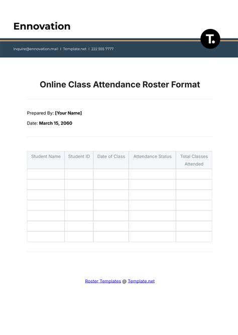 Free Training Attendance Roster Template To Edit Online