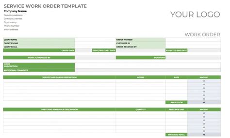 Download Free Work Order Form Templates For Various Purposes