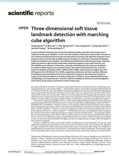 Pdf Three Dimensional Soft Tissue Landmark Detection With Marching