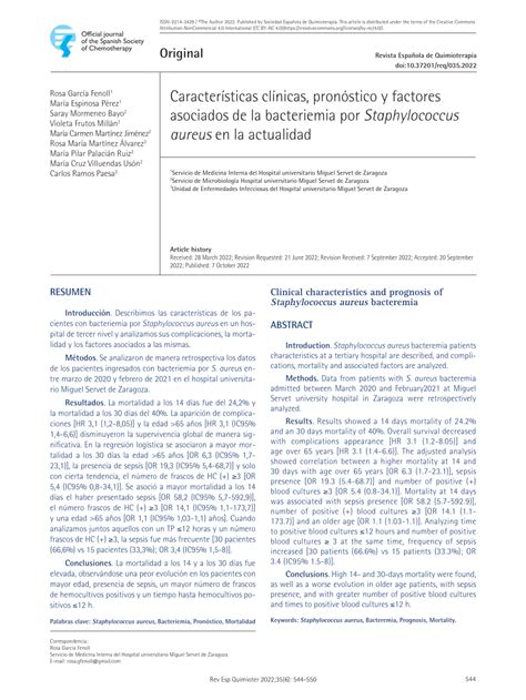 Pdf Clinical Characteristics And Prognosis Of Staphylococcus Aureus Bacteremia