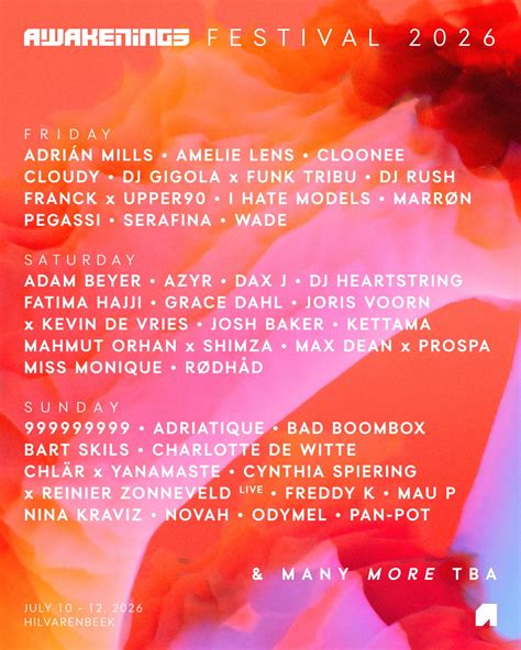 Awakenings Festival Reveals Second Phase Lineup And Schedule For 2026