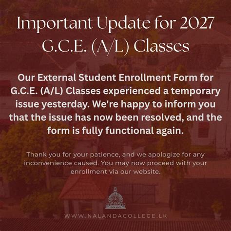 nalanda college important update for 2027 g c e a l facebook