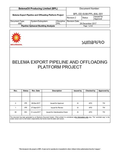 Bpl Dd Sum Ppl Anl 001 Pipeline Upheaval Buckling Analysis Pdf Pipe Fluid Conveyance
