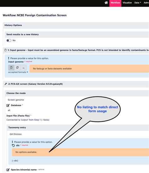 Workflow Taxonomy Options Not Available Support Galaxy Community Help