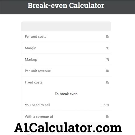 Break Even Calculator Free A1calculator