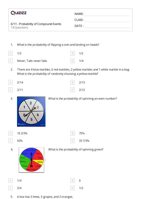 50 Probability Of Compound Events Worksheets On Quizizz Free And Printable