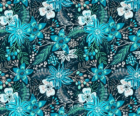Blue Mood Vector Set Of Seamless Floral Patterns Images Behance