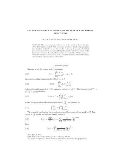 On Polynomials Connected To Powers Of Bessel Functions