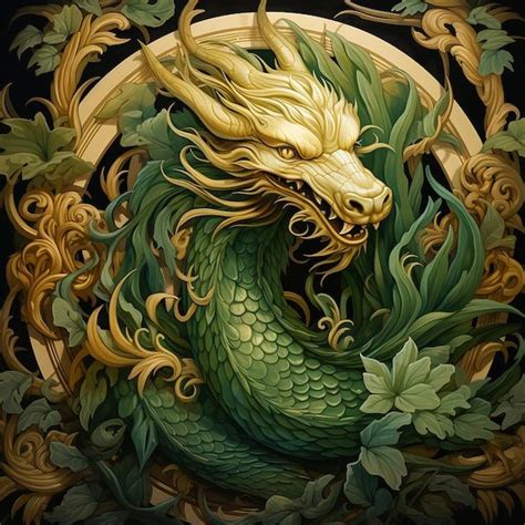 Праздник Зеленого Дракона Китайский Новый Год Искусство Премиум Фото в 2024 г Зеленый дракон