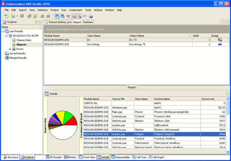 Resource Profiler Results Of The Objects Category AQTime Documentation
