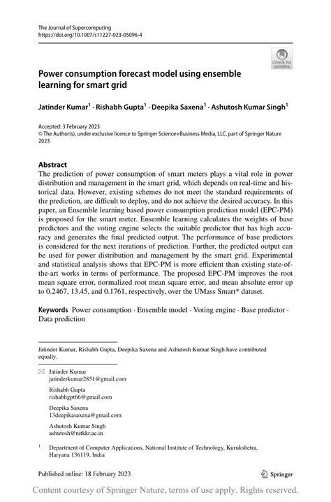 power consumption forecast model using ensemble learning for smart grid