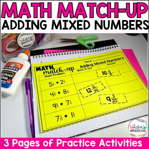 Adding Mixed Numbers Math Sorts Math Centers Review Interactive