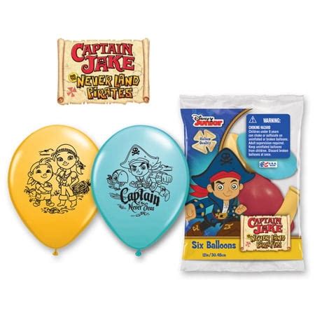 Party Supplies Pioneer Latex Balloons 6 Ct 12 Disney Captain Jake