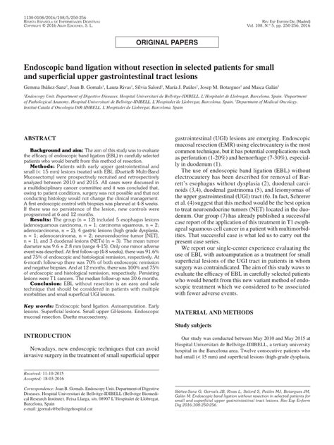 Pdf Endoscopic Band Ligation Without Resection In Selected Patients For Small And Superficial