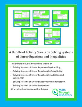 Alg Solving Systems Of Equations Inequalities Activity Sheets Bundle