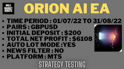 orion ai ea mt5 forex robot strategy testing youtube