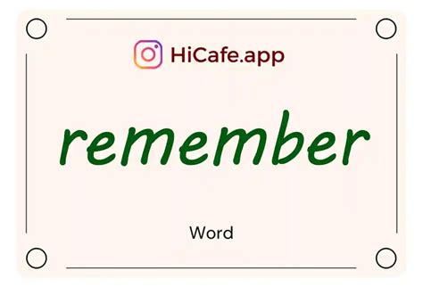 English Word Remember Meaning And Definition Hicafe