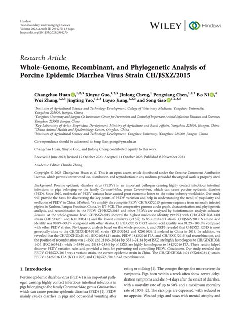 Pdf Whole Genome Recombinant And Phylogenetic Analysis Of Porcine