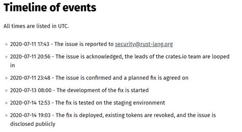 存在严重安全漏洞Rust 团队决定撤销 Crates package API 密钥 Linuxeden开源社区