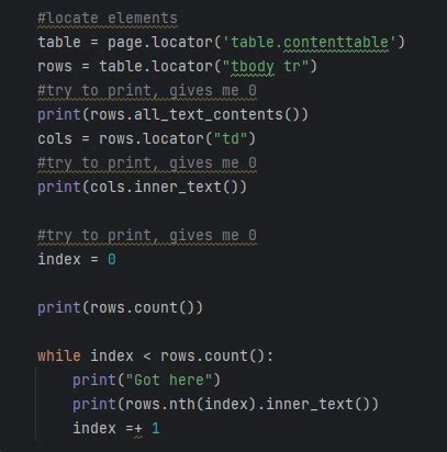 Web Scraping Python Playwright Want To Print All Text In But Finds Rows Stack Overflow