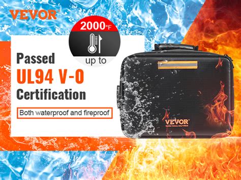 Vevor Fireproof Document Box Fireproof Document Bag With Lock 2000℉ 3 Layer Fireproof And