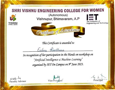 Eedara Keerthana On Linkedin Honored To Be A Part Of Workshop On Artificial Intelligence And
