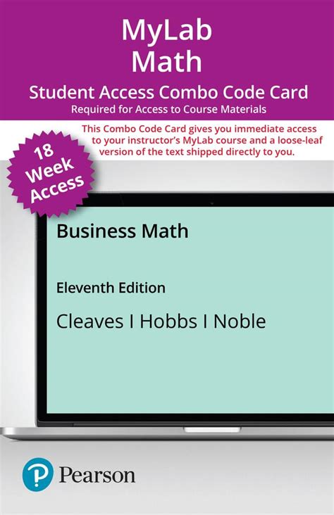 Mylab Math With Pearson Etext Combo Access Card For Business Math 18 Weeks Cleaves Cheryl