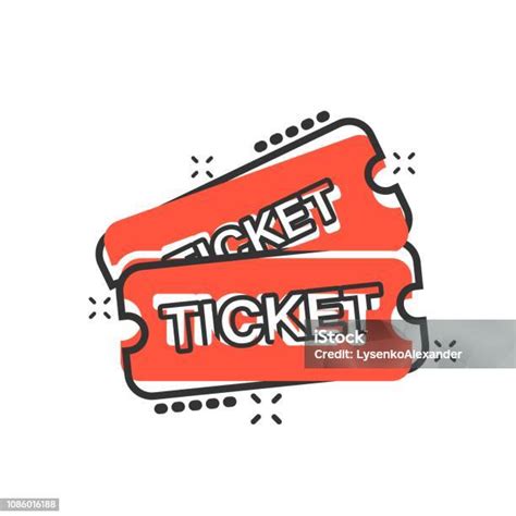 시네마 티켓 아이콘 만화 스타일입니다 한 쿠폰 입구 벡터 만화 그림 그림을 인정 합니다 티켓 사업 개념 스플래시 효과입니다 1인 입장 허가에 대한 스톡 벡터 아트 및 기타