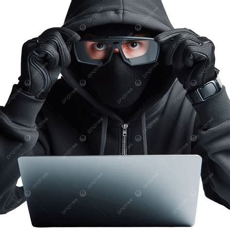 Hacker Spy Man One Person In Black Hoodie Sitting On A Table Looking Computer Laptop Used Login