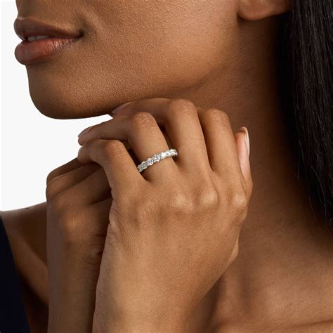 Low Dome Basket Lab Grown Diamond Eternity Ring In 14k Yellow Gold 3
