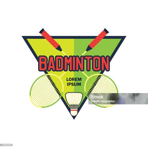 당신의 슬로건 태그 라인에 대한 텍스트 공간 배드민턴 휘장 벡터 일러스트 경기 스포츠에 대한 스톡 벡터 아트 및 기타 이미지