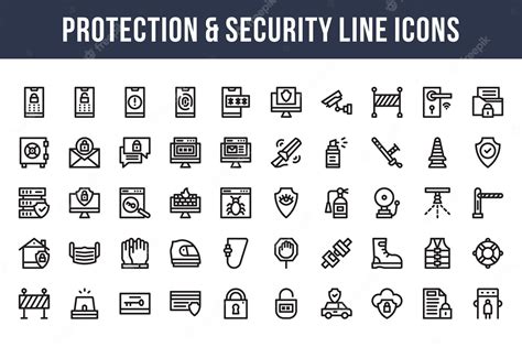 Premium Vector Protection And Security Line Icons