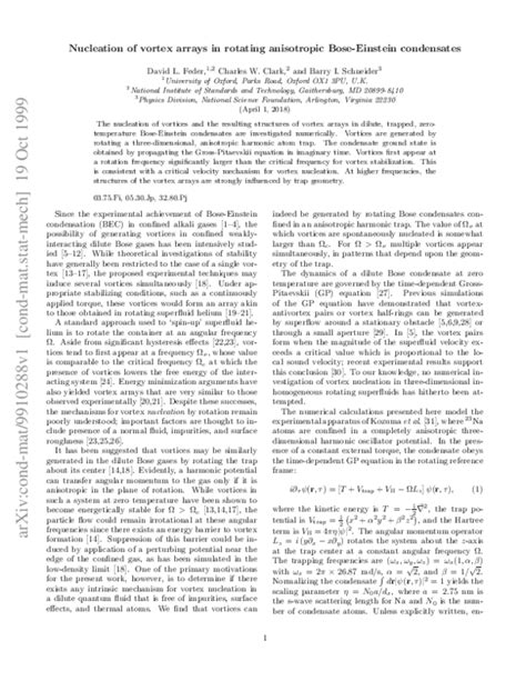 Pdf Nucleation Of Vortex Arrays In Rotating Anisotropic Bose Einstein Condensates
