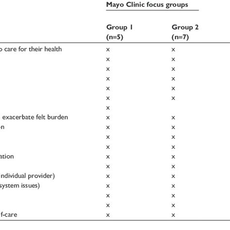 Saturation Grid Of Themes And Subthemes Represented In Focus Groups