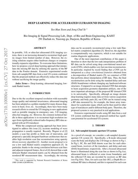 pdf deep learning for accelerated ultrasound imaging … · · 2017 10