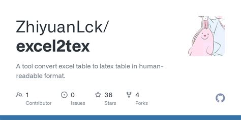 Github Zhiyuanlckexcel2tex A Tool Convert Excel Table To Latex Table In Human Readable Format