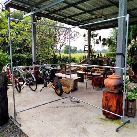 ราวแขวนผ้าเหล็กแป๊บ6หุน สูง205 ซ มยาว3เมตร ชนิด6คาน Shopee Thailand