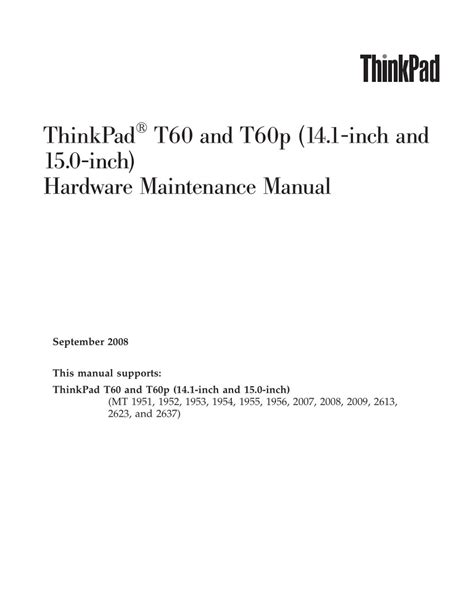 IBM ThinkPad T60 T60p Maintenance Manual IBM Free Download Borrow And Streaming Internet