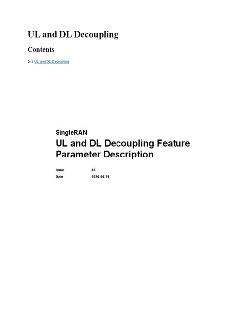 Ul And Dl Decoupling Feature Parameter Description Pdf Duplex