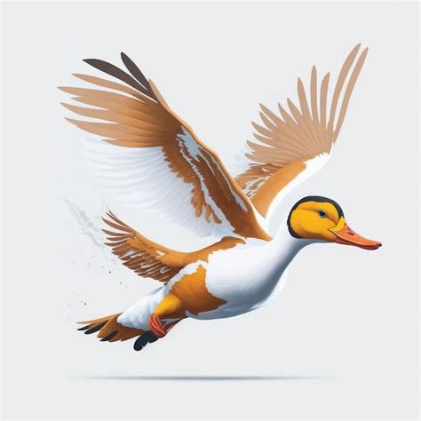 비행 오리 벡터 일러스트 레이 션 흰색 배경 프리미엄 벡터