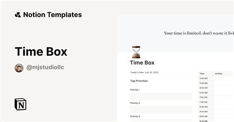 Time Box Template Notion Marketplace