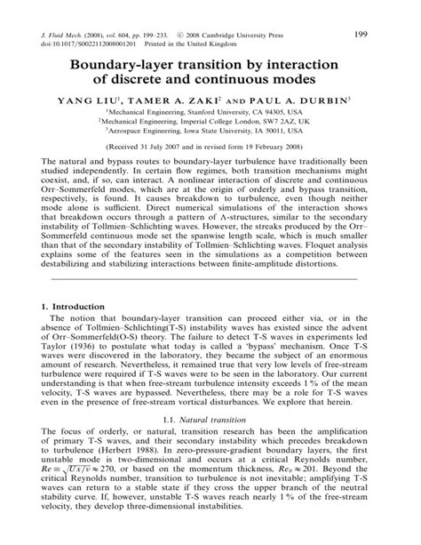 Boundary Layer Transition By Mode Interaction