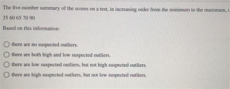 Solved The Five Number Summary Of The Scores On A Test In