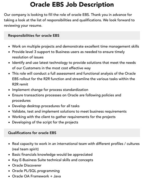 Oracle Ebs Job Description Velvet Jobs