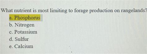 Solved What Nutrient Is Most Limiting To Forage Production
