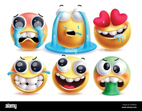 Sob Emoji Vector Characters Set Emojis In Crying Tearful In Love